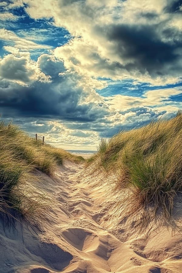 Desert Trail to Beach stock photo. Image of journey - 373296410