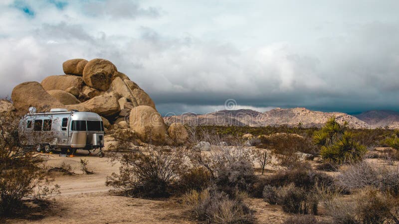 Desert Trailer Park stock photo. Image of sunny, aluminium - 28860878