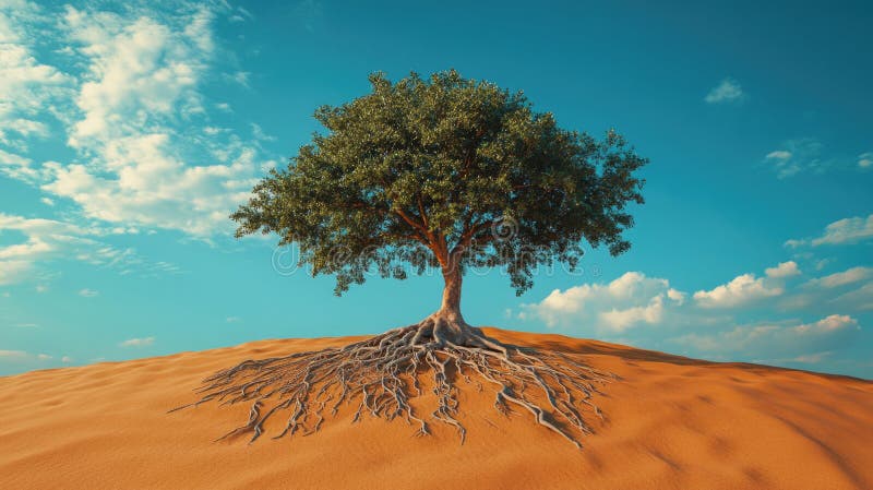 Desert Tree with Roots Exposed Stock Photo - Image of barren, nature ...