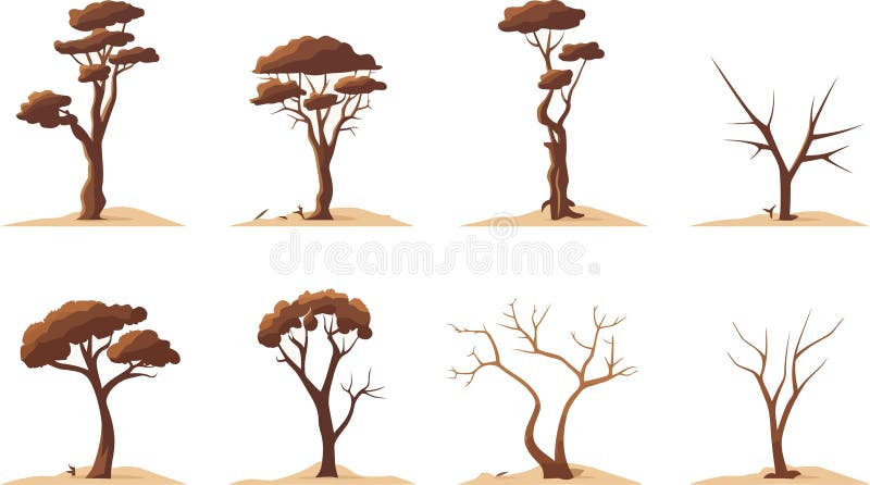Desert Trees Set Isolated Vector Style Illustration Stock Vector ...