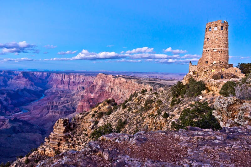 Desert View Watchtower stock photo. Image of sunset, view - 28734162