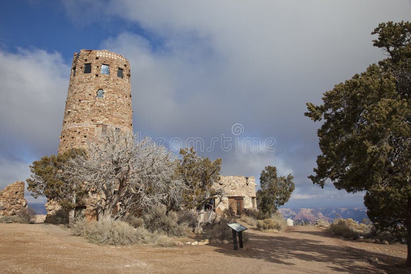 Desert View Watchtower at Grand Canyon Stock Photo - Image of geology ...