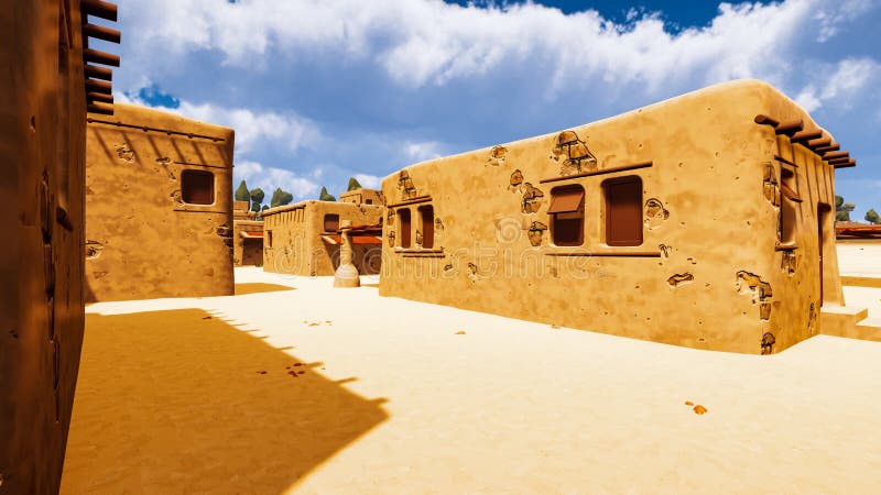 A Desert Village in a Virtual World a Computer Designed 3d Render ...