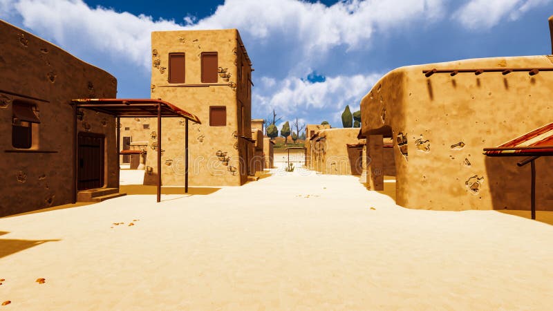A Desert Village in a Virtual World a Computer Designed 3d Render ...