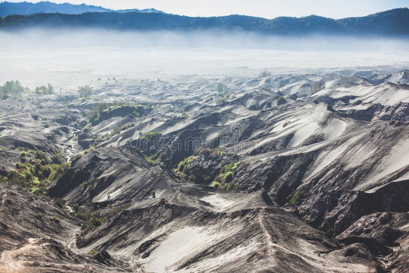 Desert of Volcano Bromo stock photo. Image of pattern - 57599692