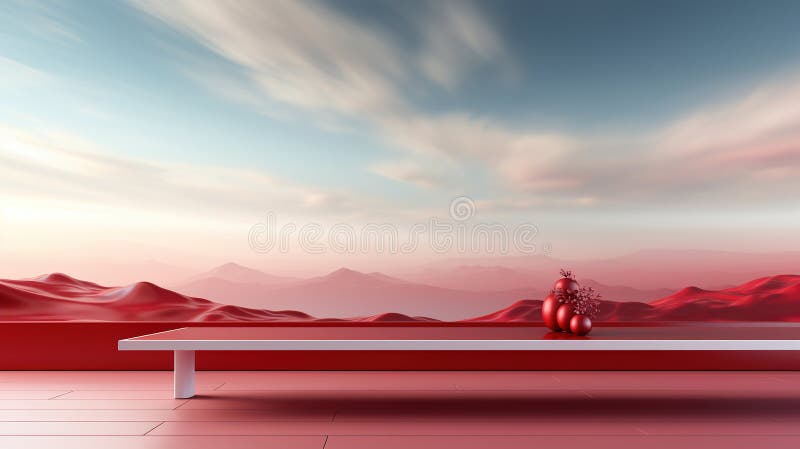 Desert Waves Landscape Abstract Red Color Background Stock Illustration ...
