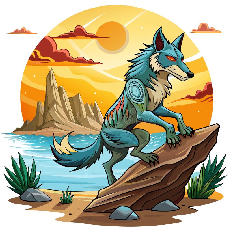 Desert Wolf Determined Stay Ocean Vector Stock Vector - Illustration of ...