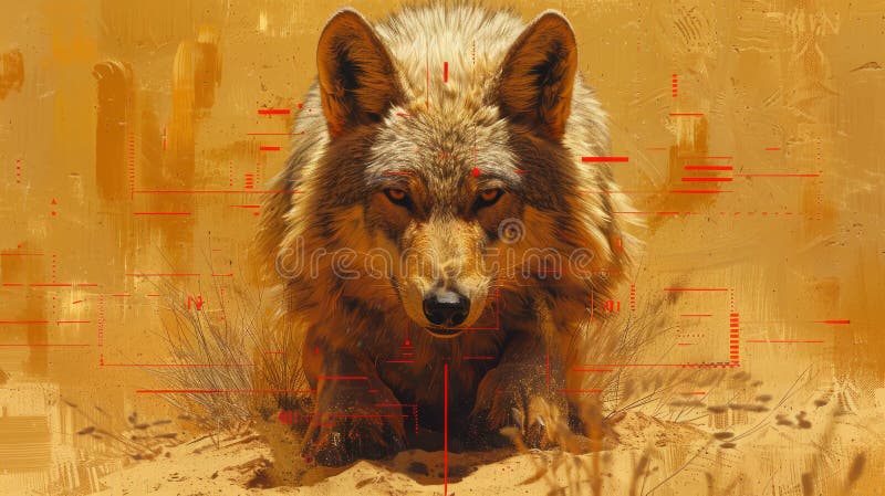 A Desert Wolf Its Paws Leaving Prints in the Sand that Slowly Turn into ...