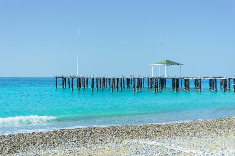 Deserted Abandoned Pier with Blue Water Stock Photo - Image of desolate ...