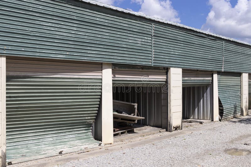 Deserted and Abandoned Self Storage and Mini Storage Garage Units Stock ...