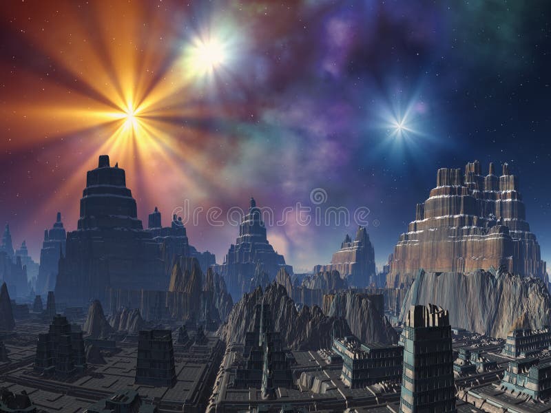 Deserted Alien City stock illustration. Illustration of armageddon ...