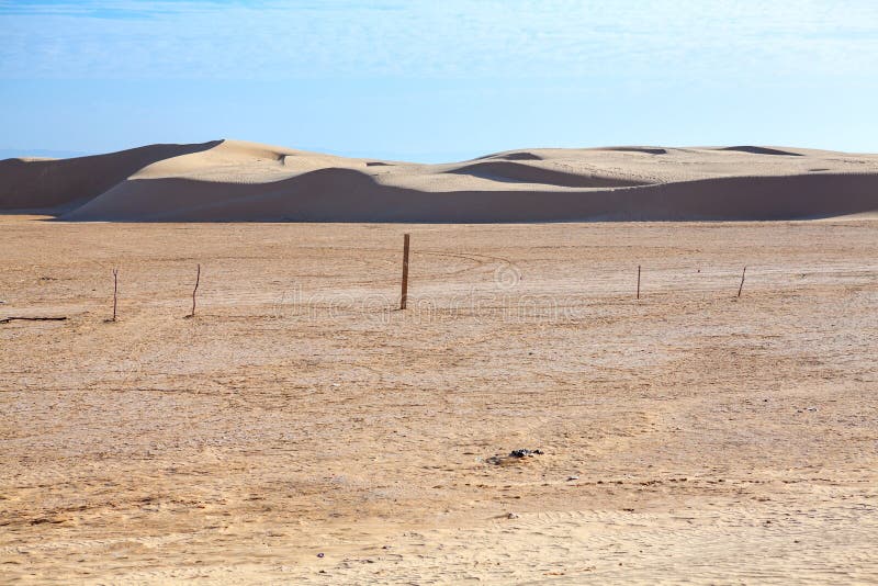 Deserted Area in Sahara Desert Stock Photo - Image of rippled, blue ...