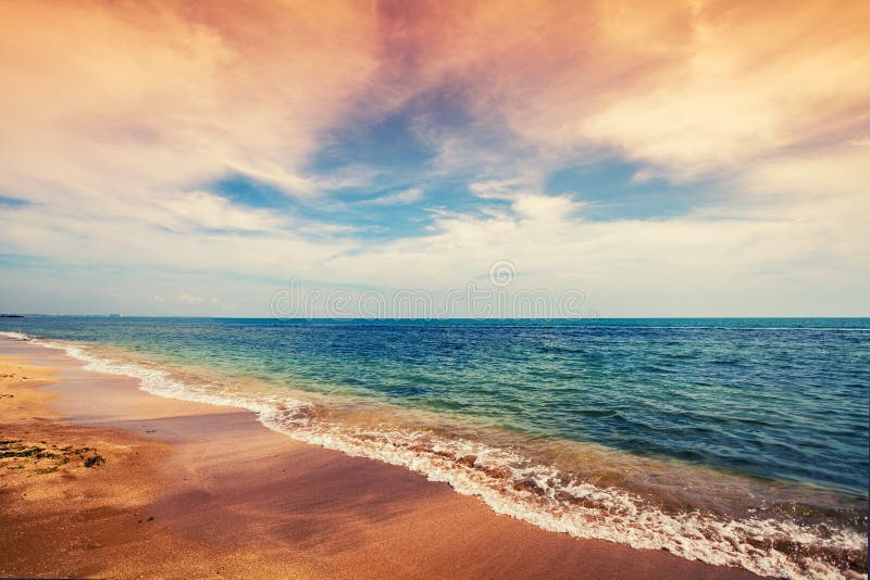 Deserted Tropical Beach on a Sunny Day Stock Image - Image of infinity ...