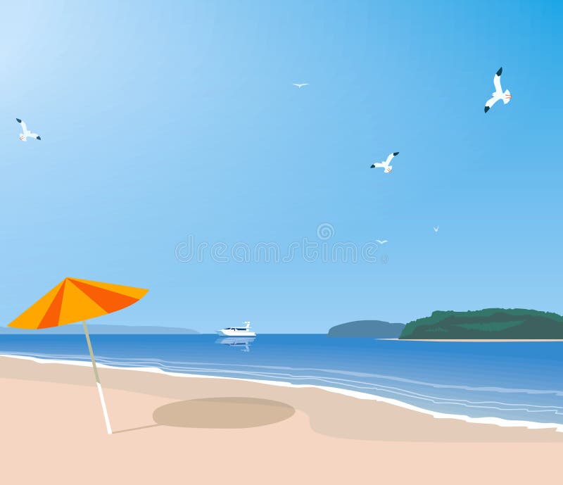 Deserted Beach on the Seashore Stock Vector - Illustration of vacation ...