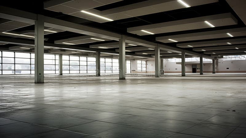 Deserted Car Dealership Showroom, Silent and Empty Stock Illustration ...