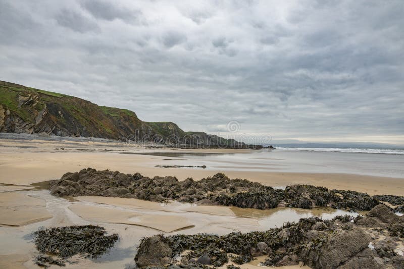 Deserted Cornwall Beach in November Stock Photo - Image of geological ...