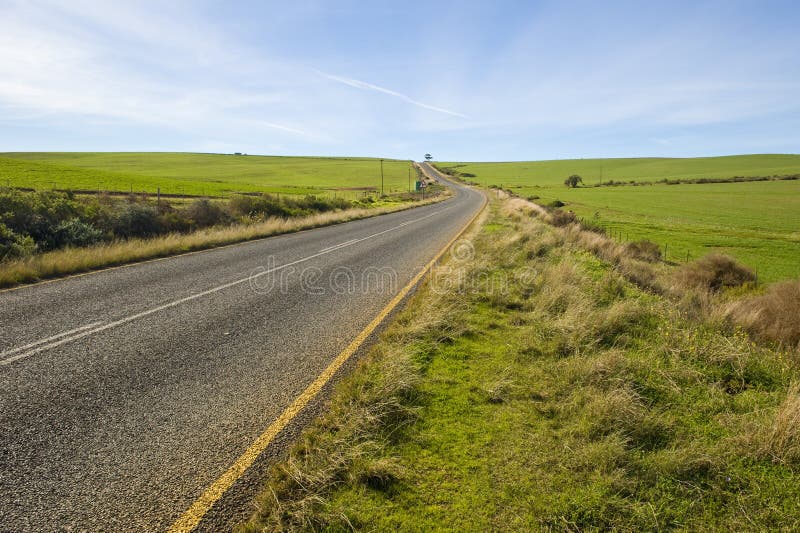Deserted Country-road Running through Green Fields Stock Image - Image ...