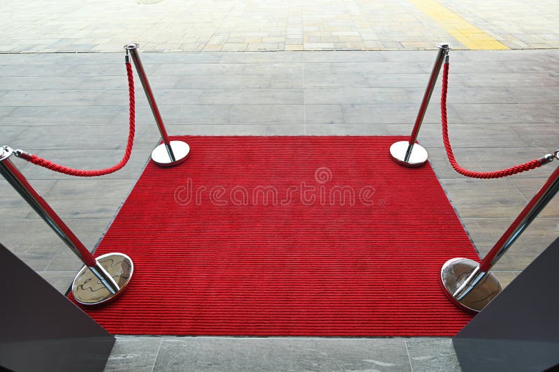 Deserted Elegant Reception Red Carpet with Ropes Barrier Stock Photo ...