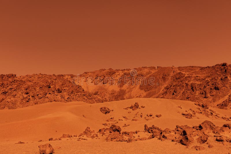 Deserted Mountains of Mars. a Very Reddish Environment Stock Image ...