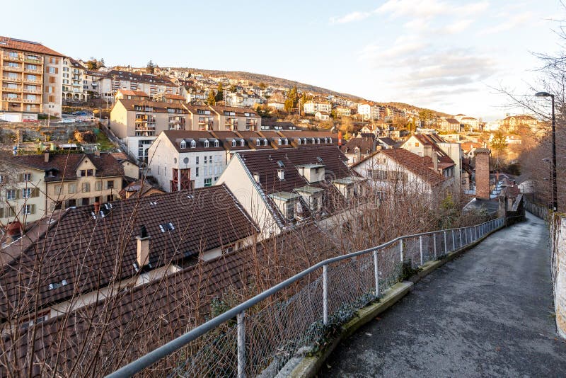Deserted Path Leading Down into a Town Stock Image - Image of footpath ...