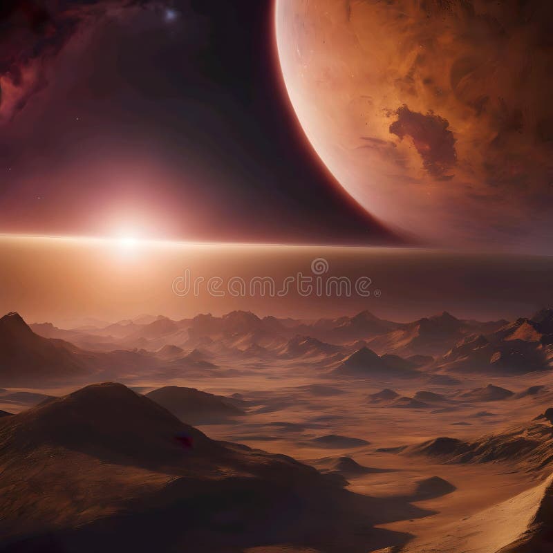 Deserted Planet in the Universe Stock Illustration - Illustration of ...