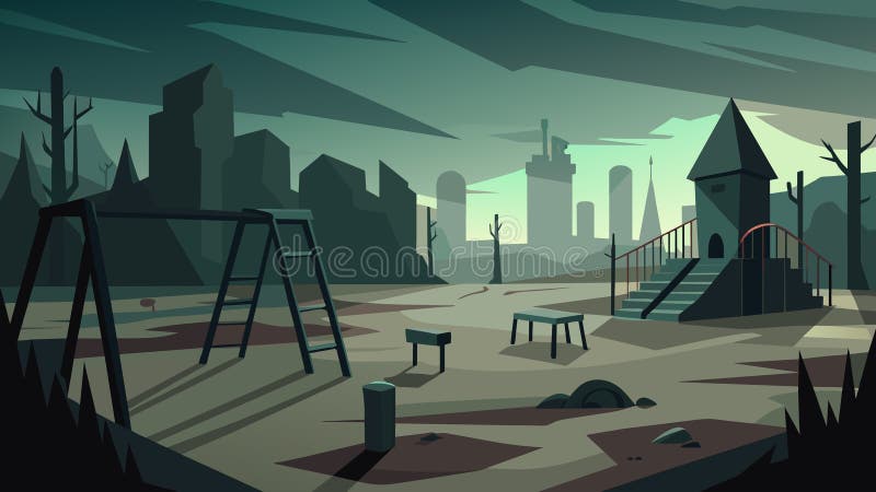 The Deserted Playground is Filled with Long Shadows from the ...