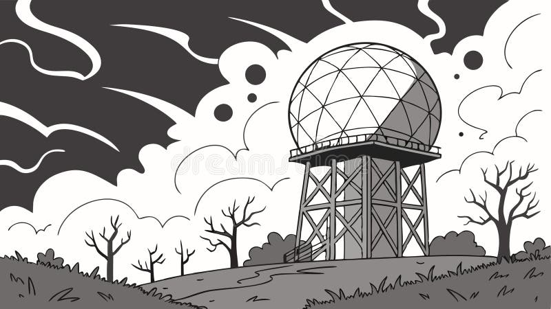 Deserted Radar Dome Structure in a Barren, Stony Landscape, Vector ...