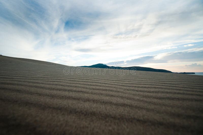 Deserted Sandy Beach with Clean Fine Sand at Sunrise Stock Photo ...