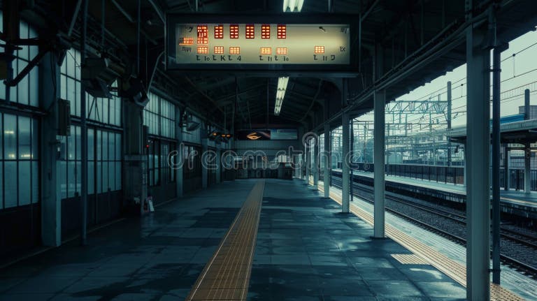 Empty Train Station Platform in Japan Stock Image - Image of urban ...