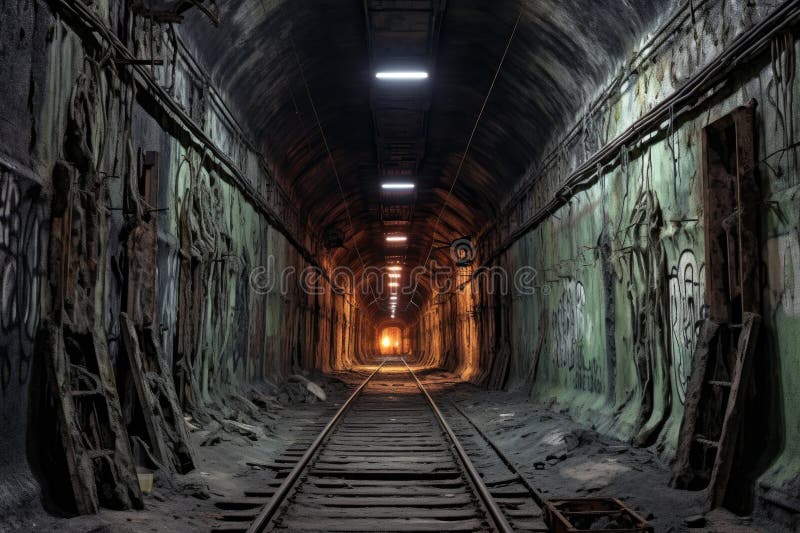 Deserted Underground Tunnel Network Stock Illustration - Illustration ...