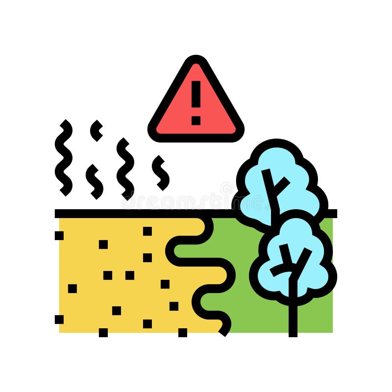 Desertification Climate Color Icon Vector Illustration Stock ...