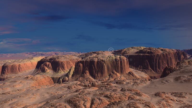 Deserto Vermelho Da Areia 3d Ilustração Stock - Ilustração de nuvens ...