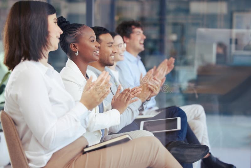 That Deserves an Applause. a Group of Businesspeople Clapping in an ...
