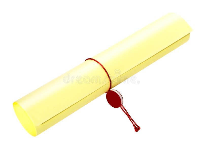 El Diploma Rollo De Papel Con El Lazo Rojo Aislado En El Fondo Blanco ...