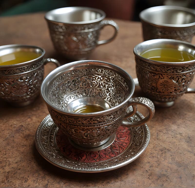 Desi Empty Kahva Tea Cup Made of Stainless Steel Stock Illustration ...