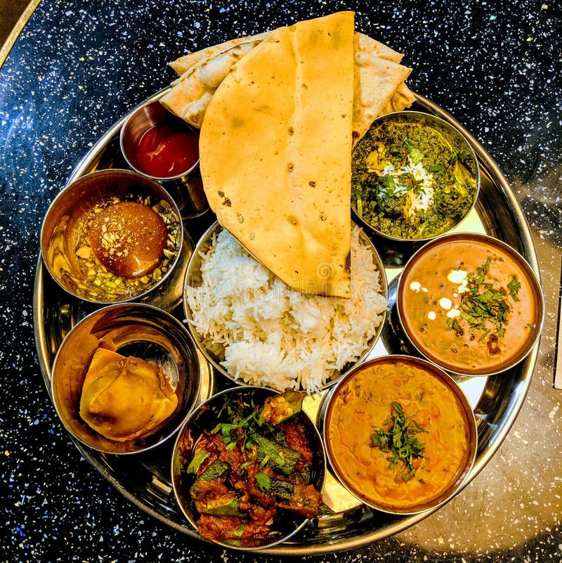 Desi Indian thali stock image. Image of desi, food, thali - 179823331