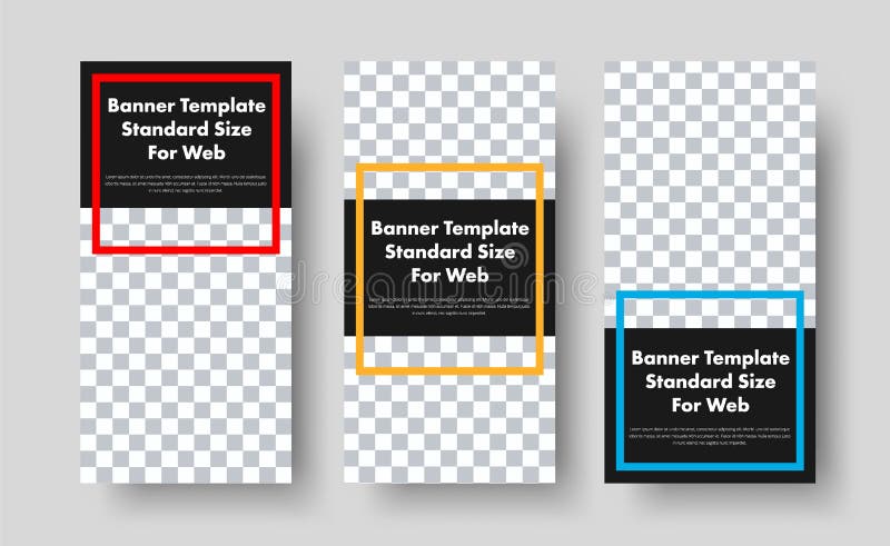 Desigb of Black Vertical Web Banners with Place for Photo and Color ...