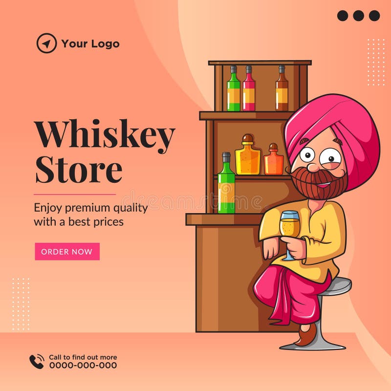 Banner Design of Whiskey Store Stock Vector - Illustration of party ...