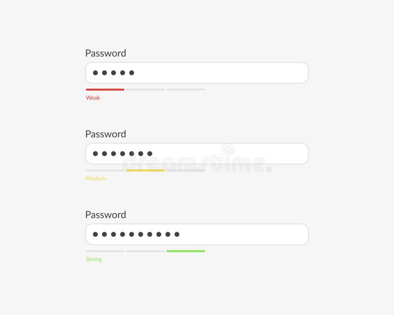 Password Weak, Medium and Strong Interface. Password Form Template for ...
