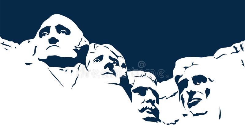 Mount Rushmore Silhouette in Blue Color.Abraham Lincoln, George ...