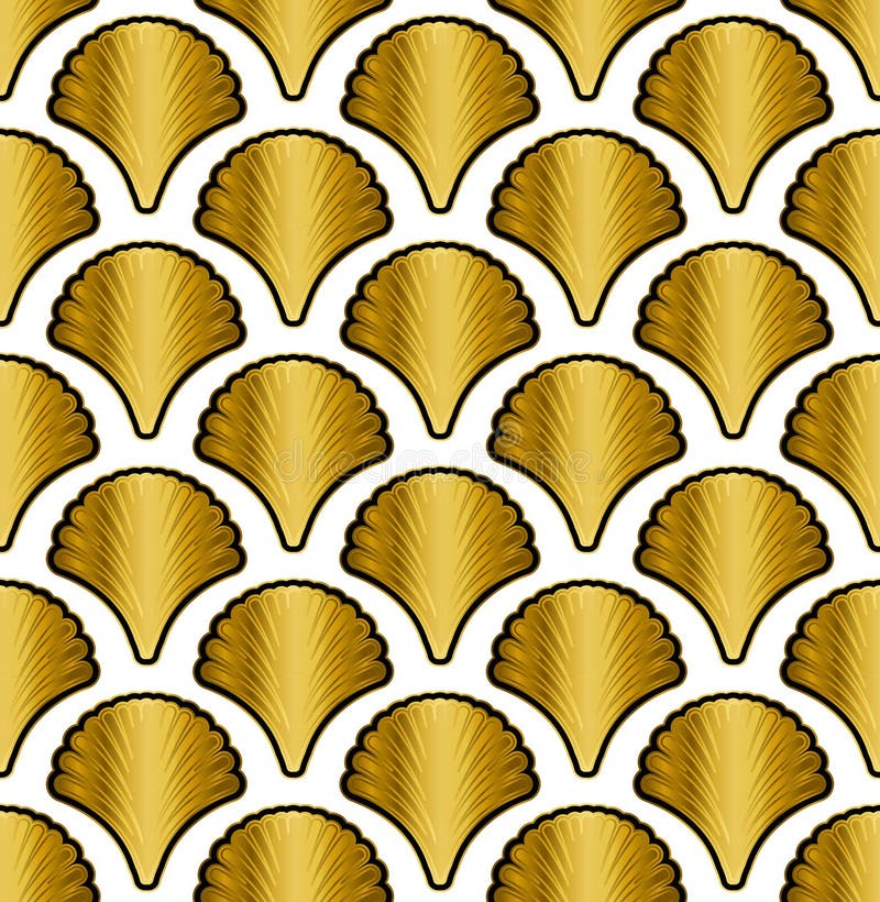 Gold Art Deco Seamless Repeat Pattern on White Background Stock Vector ...