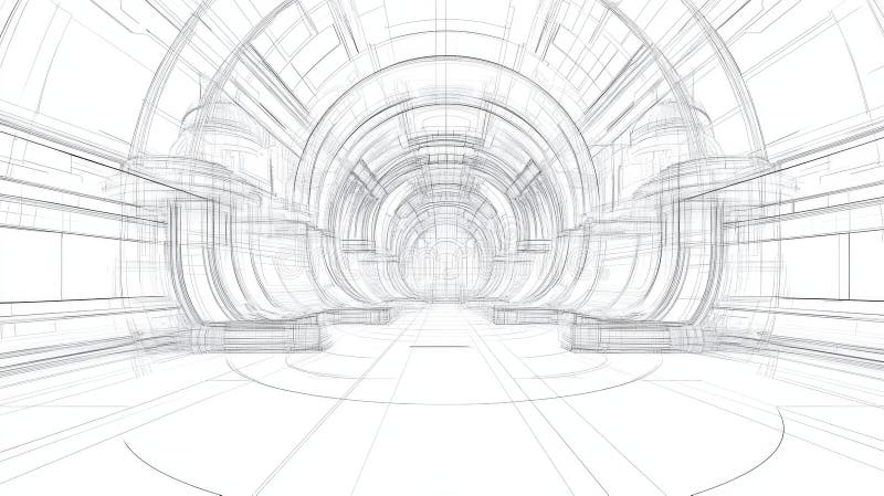 Design of an Abstract Architectural Structure in Line Art Stock Photo ...