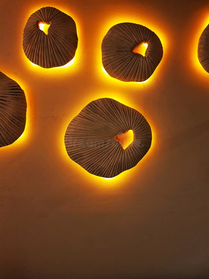 Design of Abstract Lamps in the Interior on the Brown Wall. Light in ...