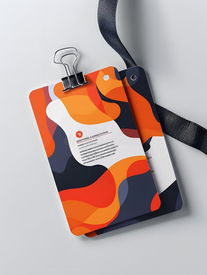 Design Abstract Orange and Blue Waves Event ID Card Template, Create ...