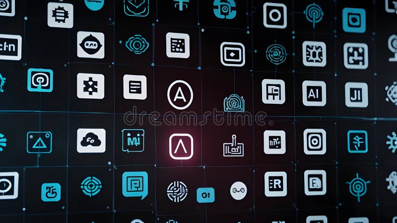 Design of AI Symbols Connected To Various Digital Devices Stock ...