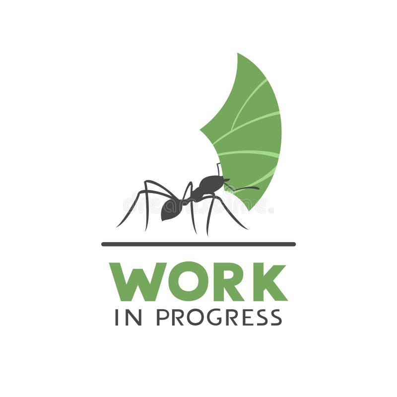 Design of Ant Working and Work in Progress Message Stock Vector ...