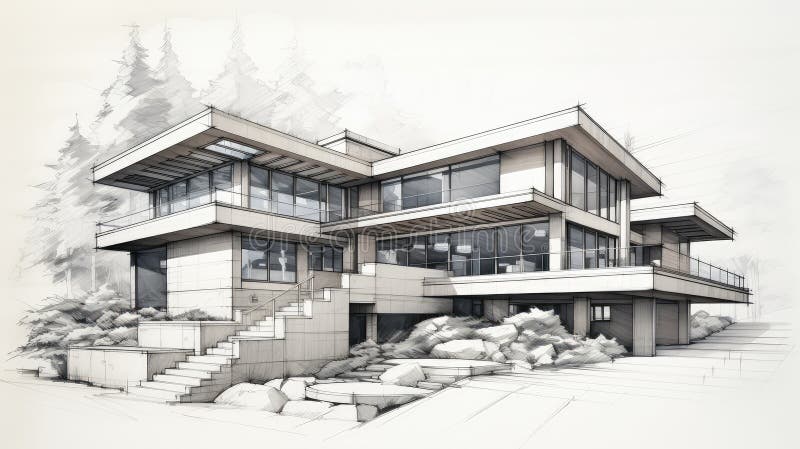 Design Architect House Drawing Stock Illustration - Illustration of ...