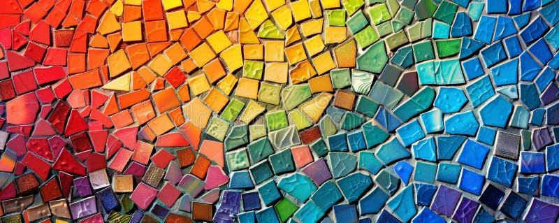 Design Art Background Featuring a Vibrant Mosaic Pattern in a Rainbow ...