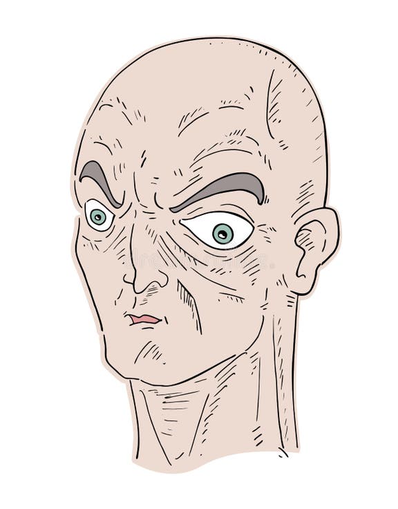 Design of bald man draw stock vector. Illustration of mature - 211127875