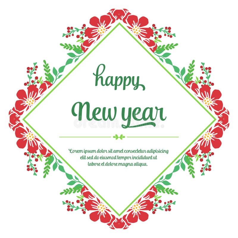 Design for Banner Happy New Year, with Style of Red Wreath Frame ...